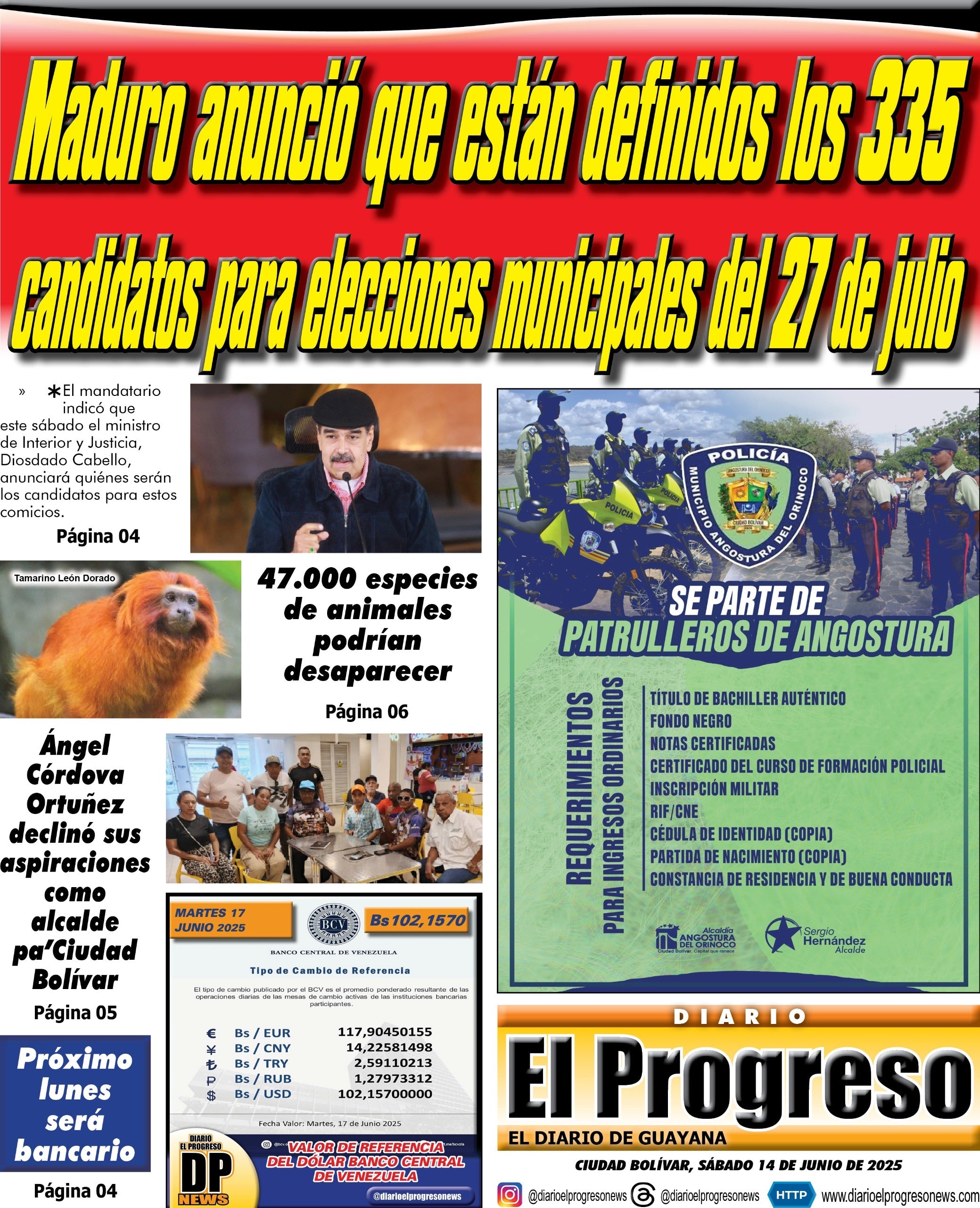 TITULARES DIARIO EL PROGRESO EDICIÓN SÁBADO 14 DE JUNIO DE 2025 ...