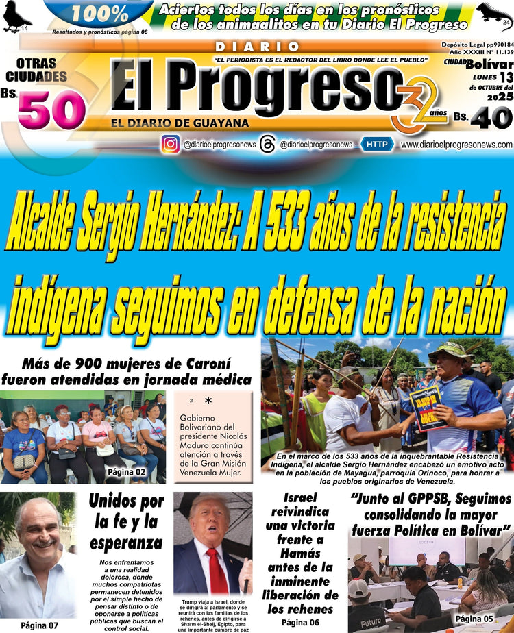 TITULARES DIARIO EL PROGRESO EDICIÓN LUNES 13 DE OCTUBRE DE 2025 ...